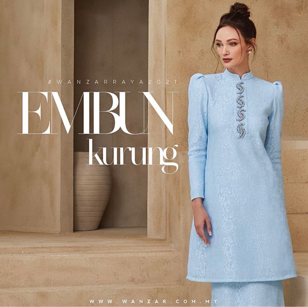 Wanzar: Embun Kurung in Light Blue, Women's Fashion, Muslimah Fashion ...