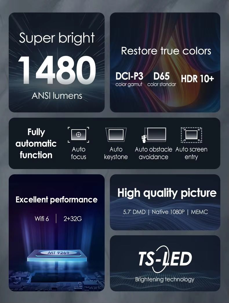 4K Beam Projectors for Movie Auto Focus Correction Smart Android Wifi ...