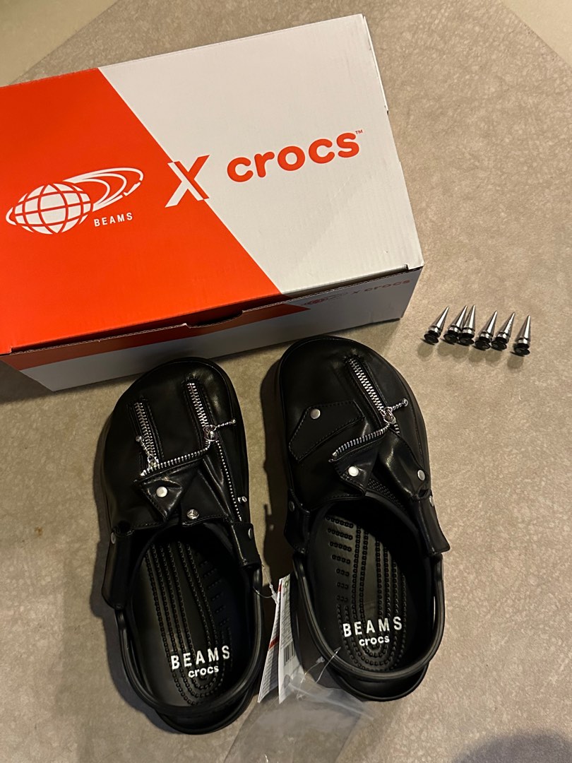 全新正貨 2024 BEAMS x Crocs (biker leather jacket) classic Clog , 男裝, 鞋, 拖鞋 ...