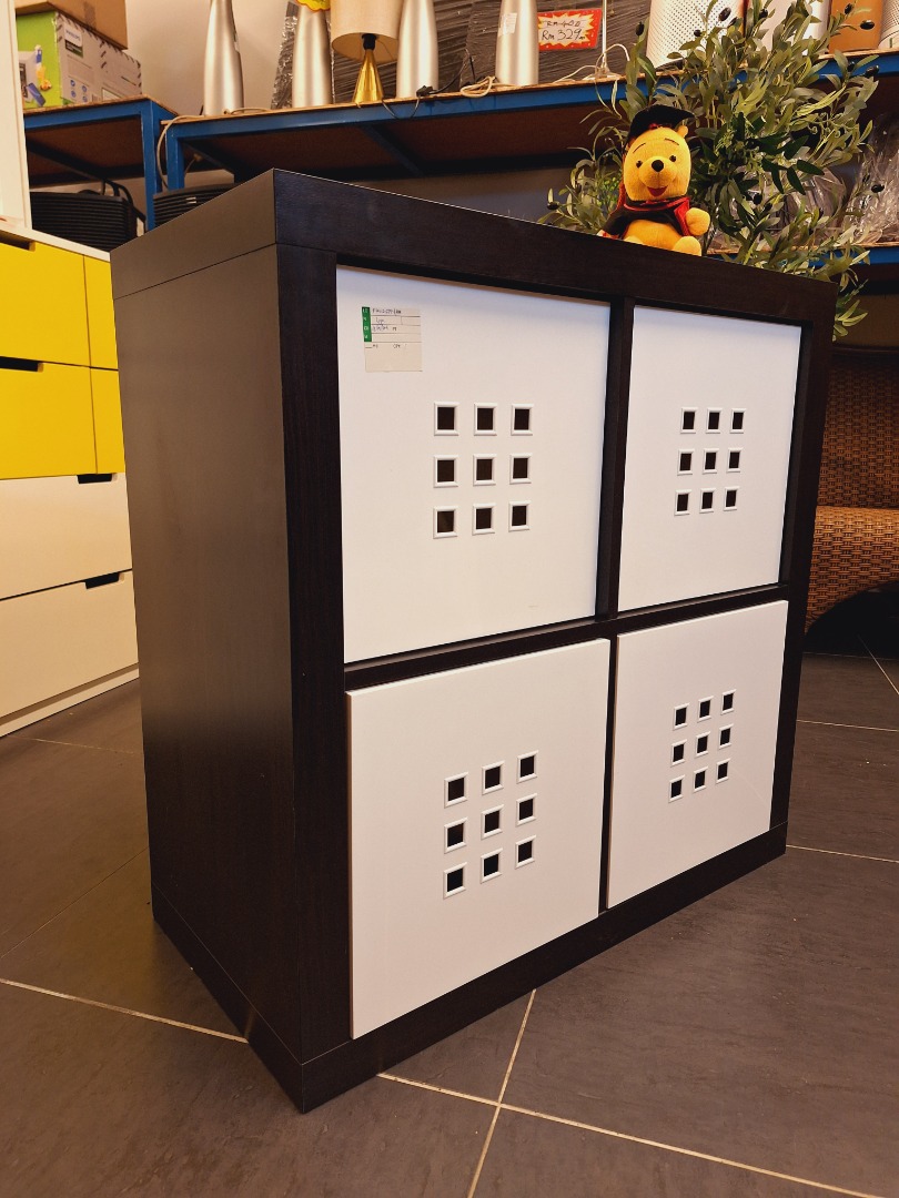 IKEA KALLAX Shelving unit w/ complete LEKMAN storage box, black-brown ...