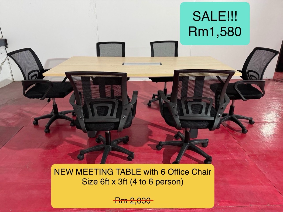 New Meeting Table with 6 Office Chair SALE!!!, Furniture & Home Living ...