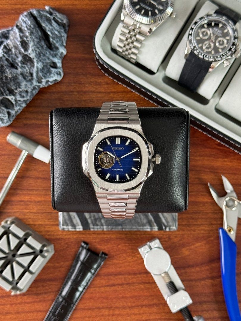 Seiko Nautilus Open Heart Mod in Blue Dial Watch, Luxury, Watches on ...