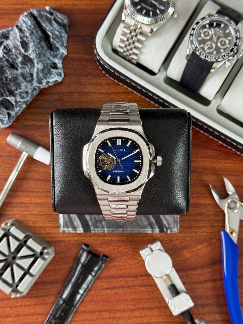 Seiko Nautilus Open Heart Mod in Blue Dial Watch, Luxury, Watches on ...