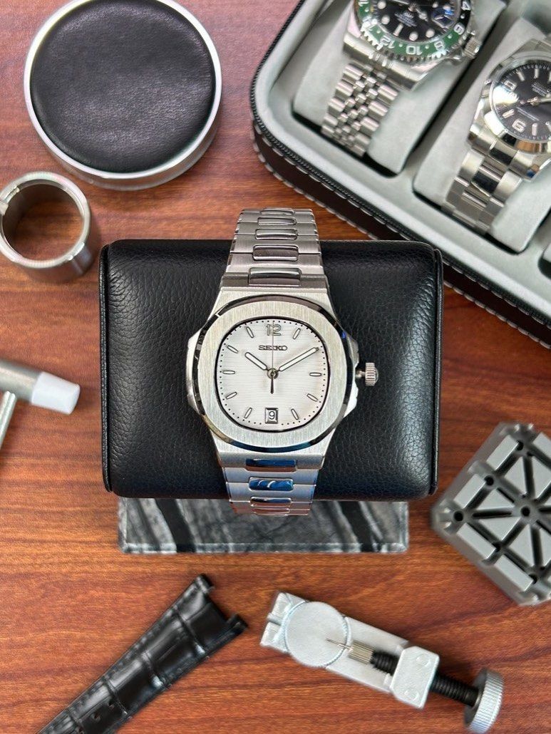 Seiko Nautilus White Dial 6 o’clock date Watch, Luxury, Watches on ...