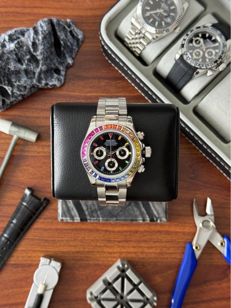 Seiko Rainbow Daytona Mod Cosmograph in Black Godzilla Dial Watch Seiko ...