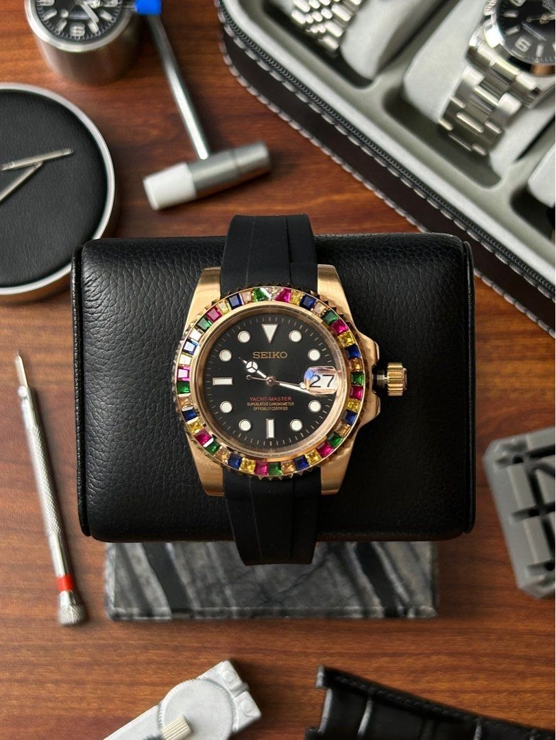 Seiko Rainbow Yachtmaster Bezel in Rose Gold Watch, Luxury, Watches on ...