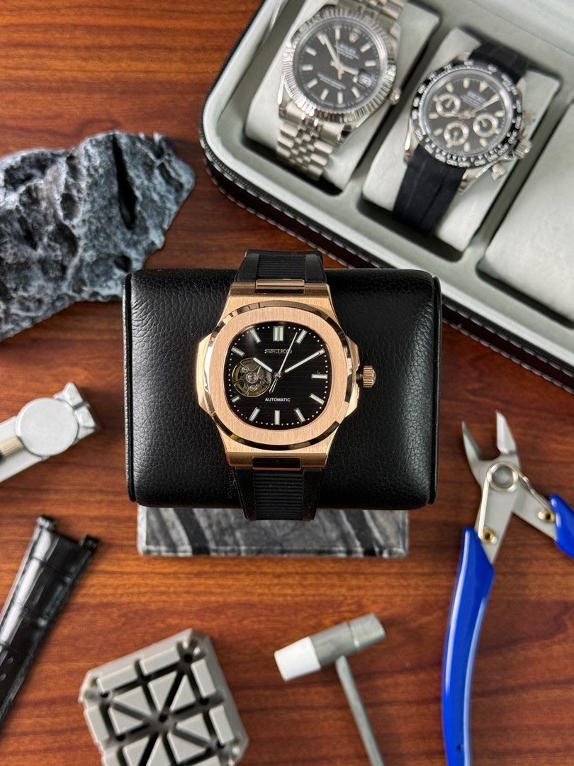 Seiko Rose Gold Nautilus with Black Open Heart Dial (BULK), Luxury ...