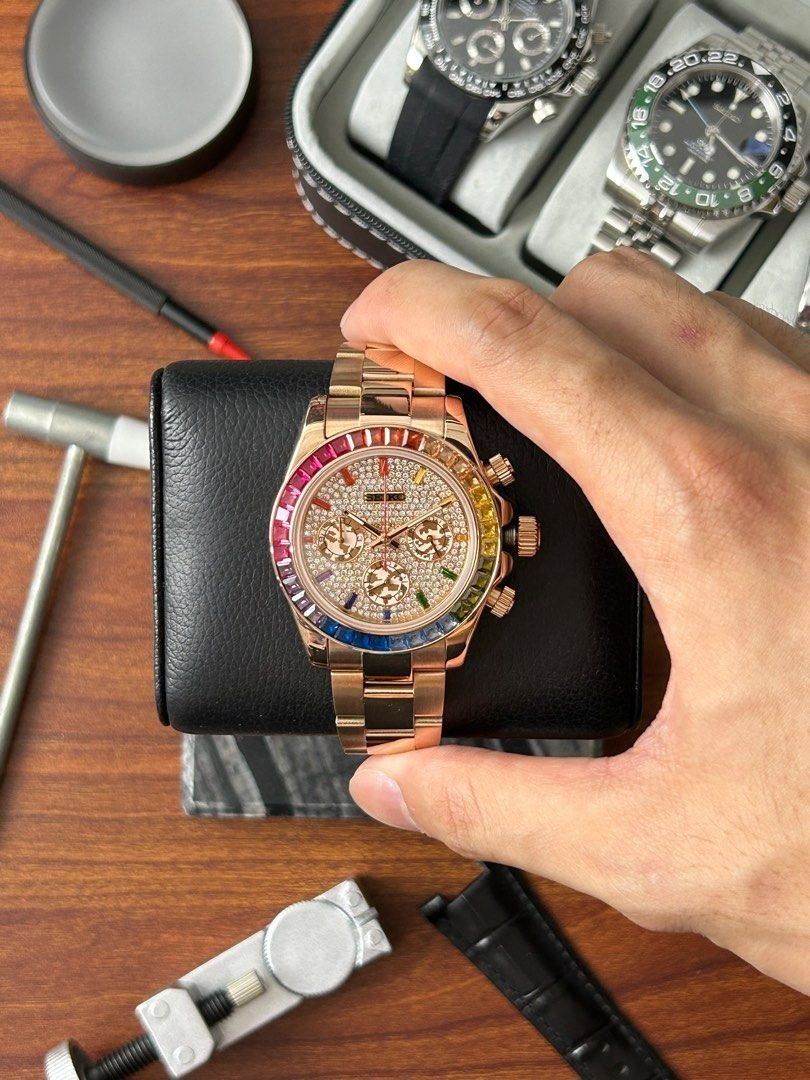 Seiko Rose Gold Rainbow Daytona in Diamond Dial Watch, Luxury, Watches ...