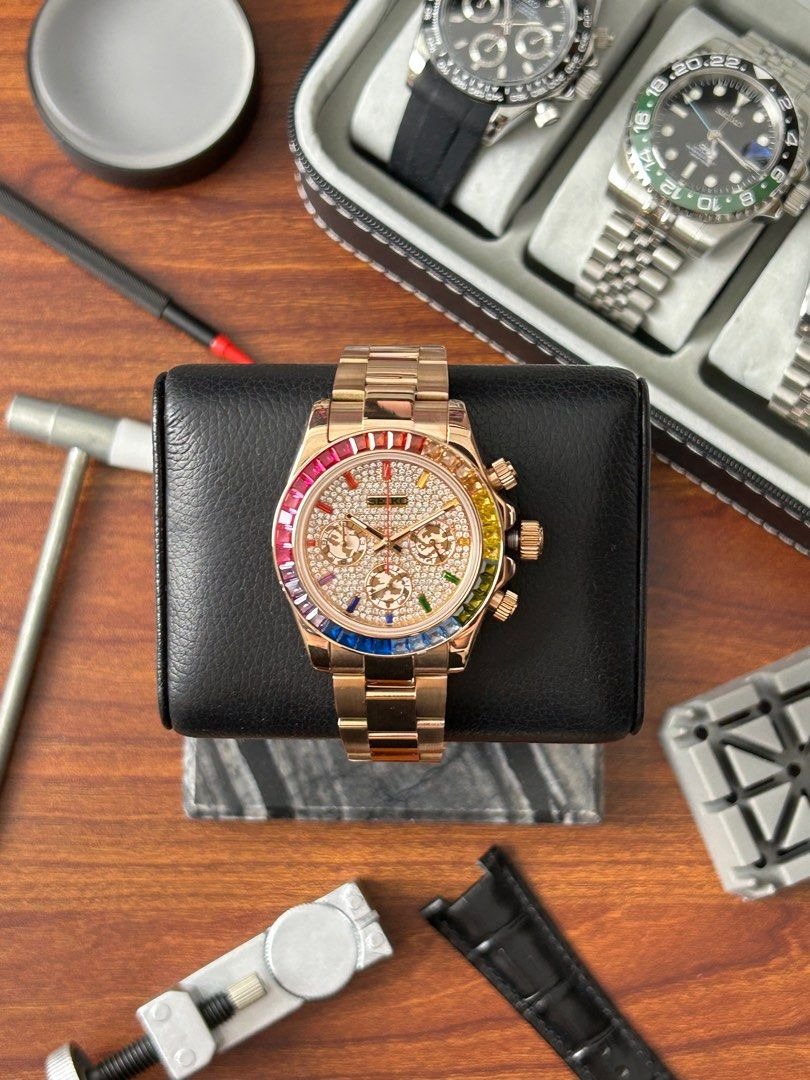 Seiko Rose Gold Rainbow Daytona in Diamond Dial Watch, Luxury, Watches ...