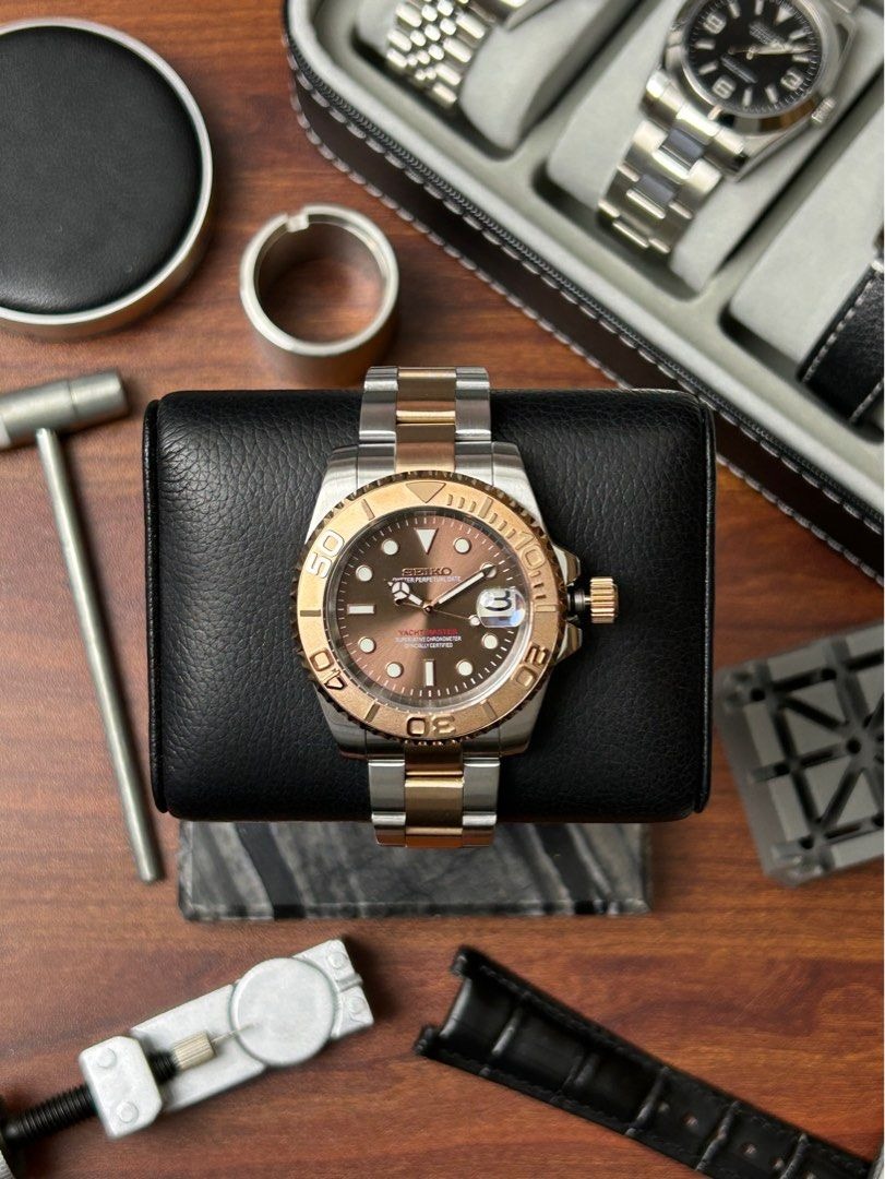 Seiko Rose Gold Yachtmaster Dial Watch, Luxury, Watches on Carousell