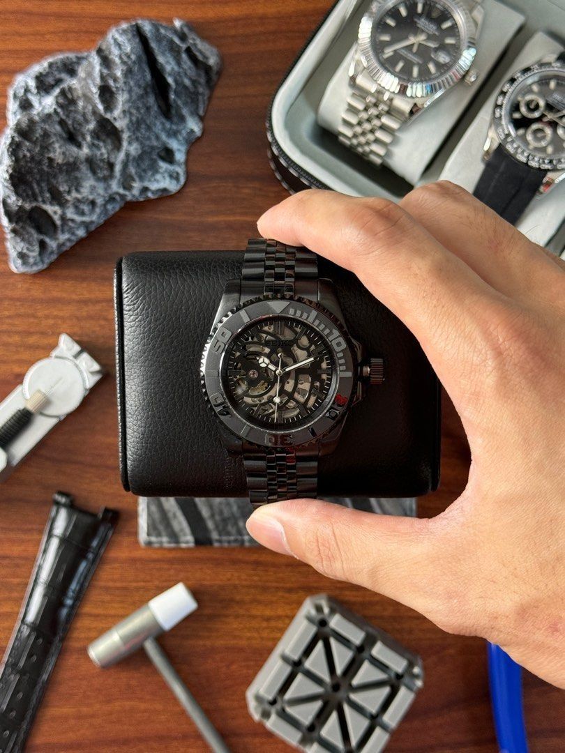 Seiko Stealth Skeleton Watch Seiko Mod, Luxury, Watches on Carousell