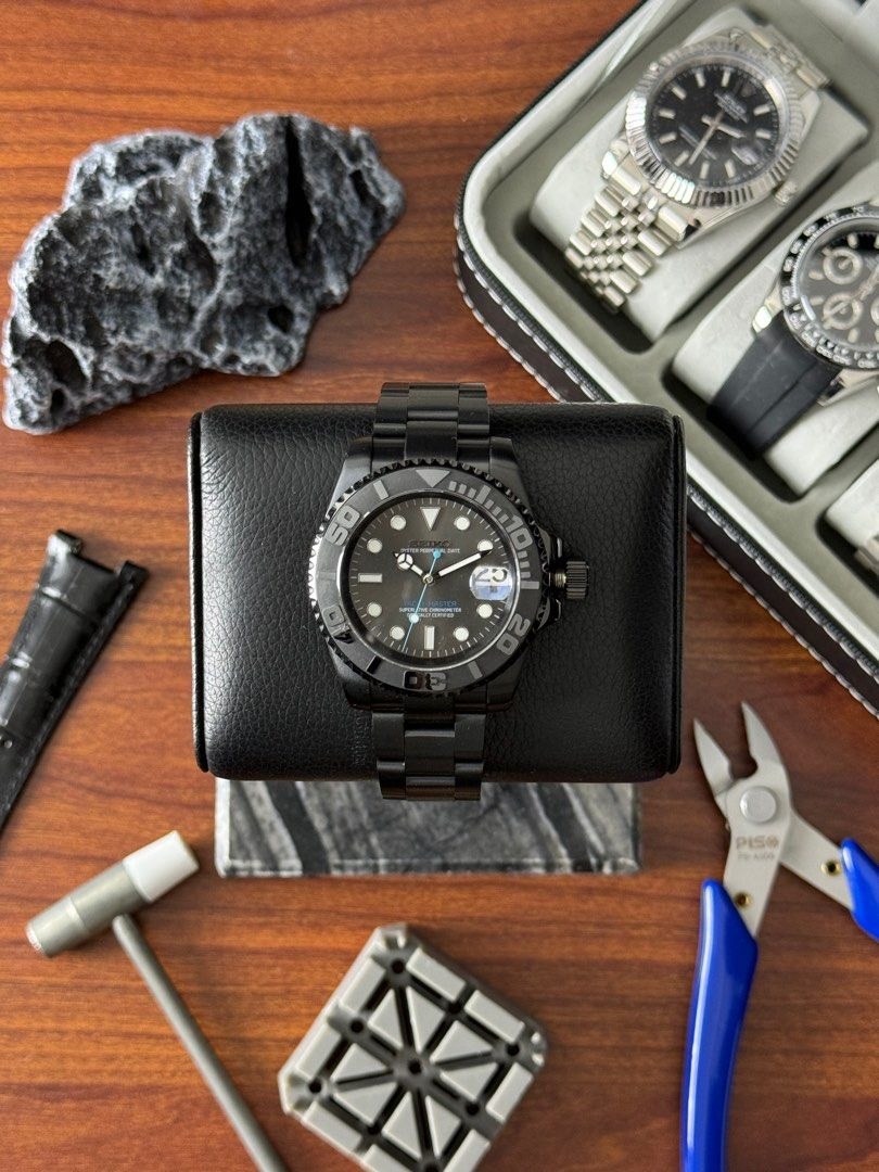 Seiko Stealth Yachtmaster Watch Seiko Mod, Luxury, Watches on Carousell