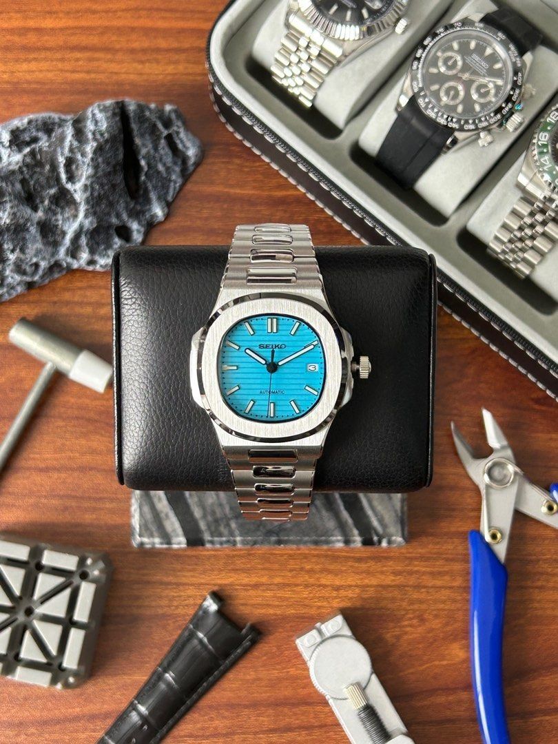 Seiko Tiffany Blue Nautilus Seiko Mod Watch, Luxury, Watches on Carousell