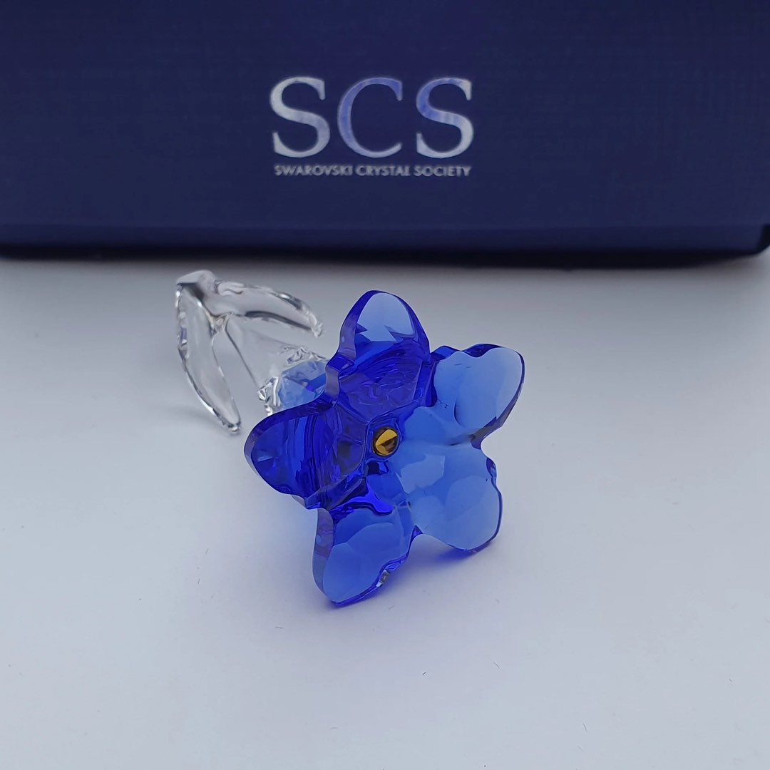 Swarovski SCS Gentian Blue Flower Crystal (Authentic), Furniture & Home ...
