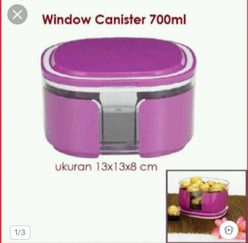 Tupperware Toples/Tempat kue Window Canister 700ml, Kitchen & Appliances di Carousell