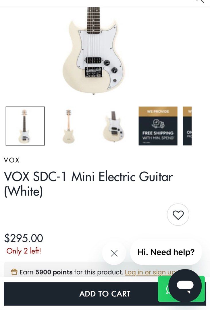 Vox Mini Electric Guitar, Hobbies & Toys, Music & Media, Musical ...