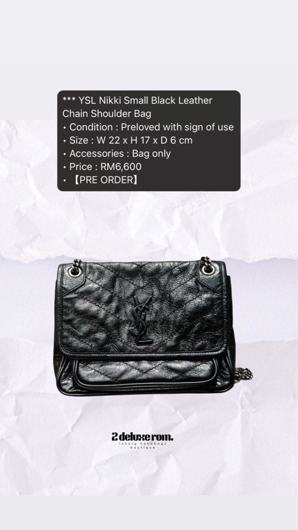 YSL Nikki Small Black Leather Chain Shoulder Bag | FIXED PRICE, Luxury ...
