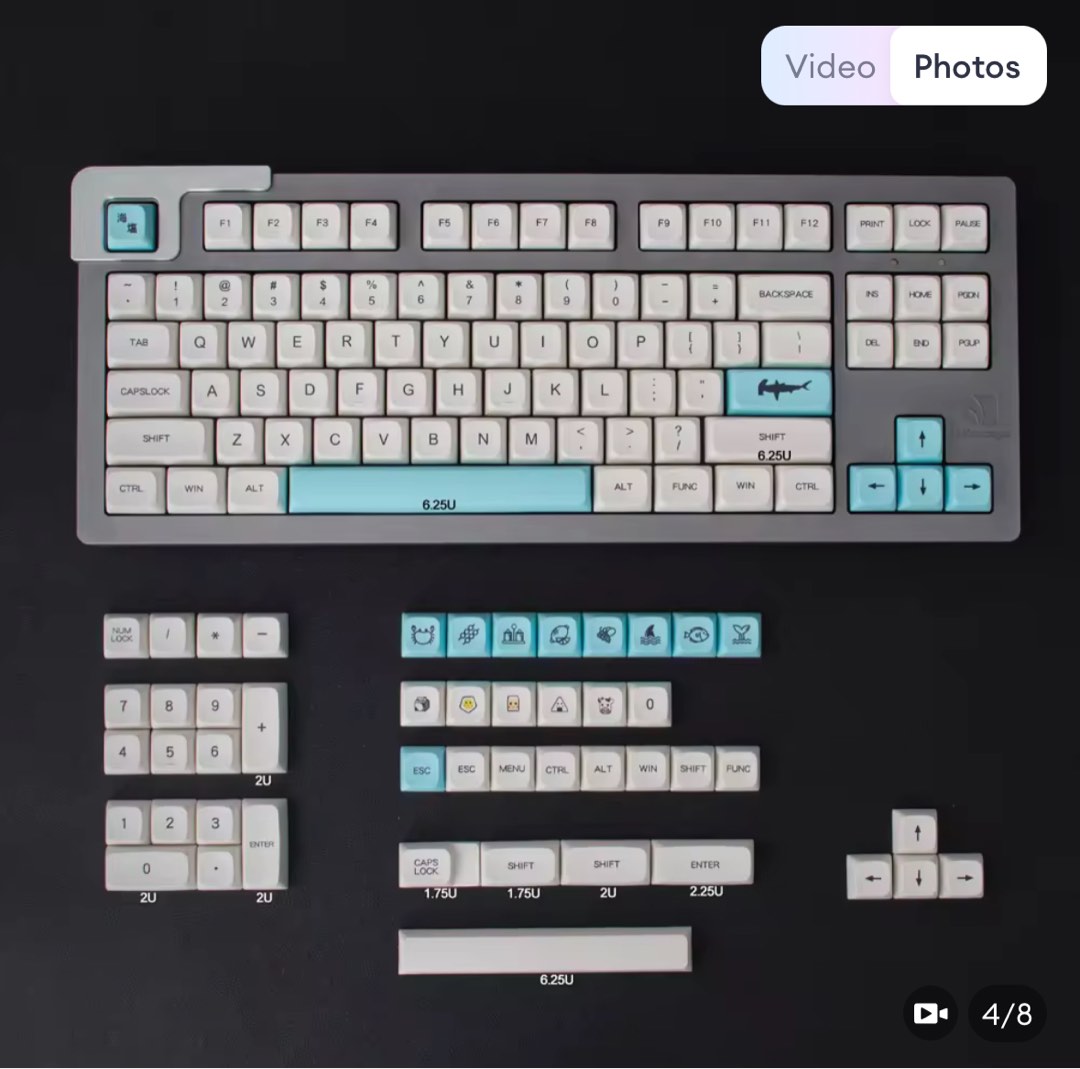 138 Keys Sea Salt Theme Keycaps XDA Profile PBT Dye Subbed For MX Switch Mechanical Keyboard ...