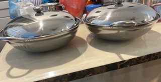 (BN) Mitsuko Small Stainless Steel Wok + Lid 25cm, Furniture & Home ...