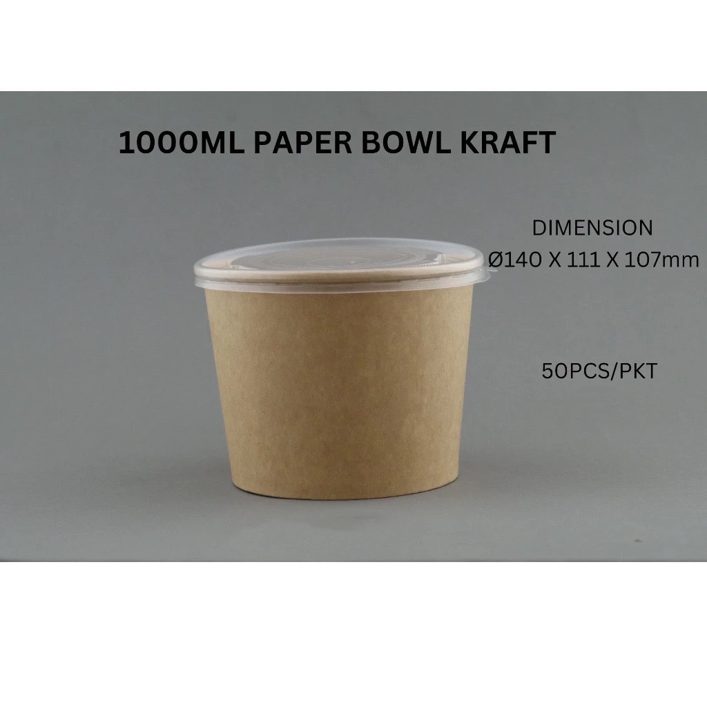 50PCS Paper Bowl Kraft With Lid/Take Away/Paper Product, Furniture ...