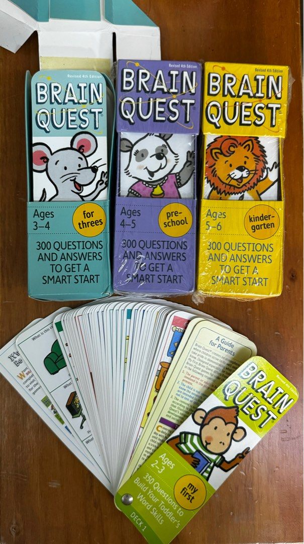 幼兒英文書 便攜 Brain Quest 一套4本 分唔同年齡層 有新有舊 小童學英文 英文問題書, 兒童＆孕婦用品, 嬰兒玩具 - Carousell