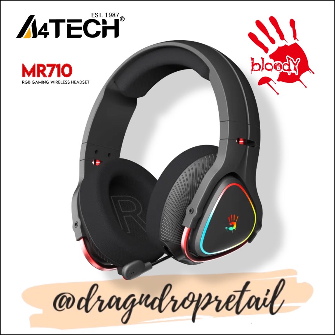 A4TECH BLOODY MR710 Tri-Mode Wireless RGB Gaming Headset, 44H Playtime ...