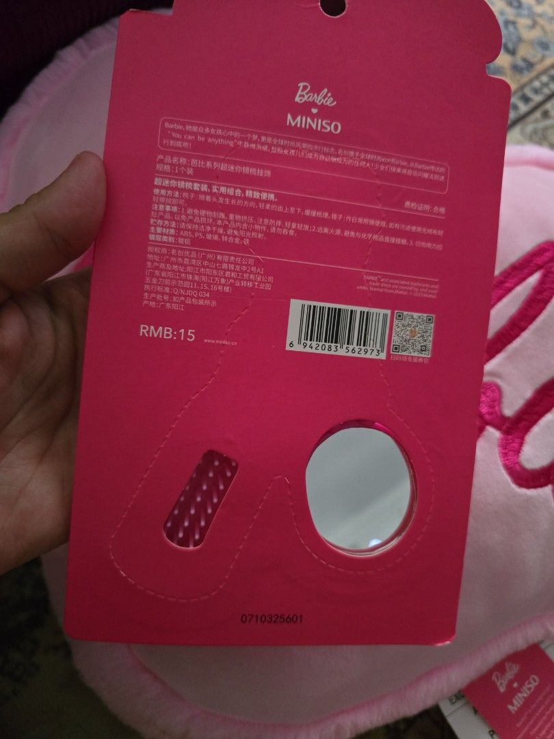 Barbie x Miniso - Mini comb & Mini Mirror, Beauty & Personal Care, Hair ...