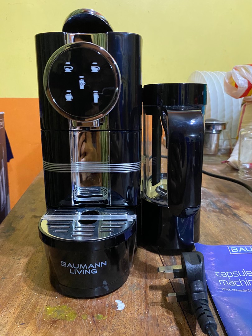 Baumann Living Capsule Espresso Machine with milk frother, TV & Home ...