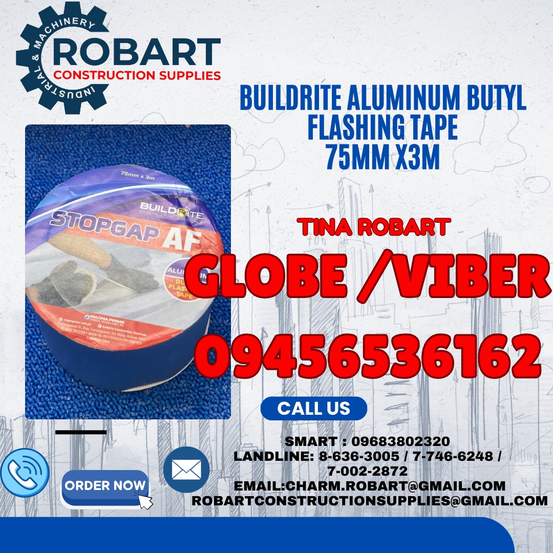 Buildrite 75mm x 3m Aluminum Butyl Flashing Tape, Commercial ...