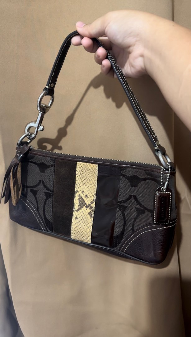 Coach Signature Python Snake Strip Baguette Bag, Women's Fashion, Bags ...