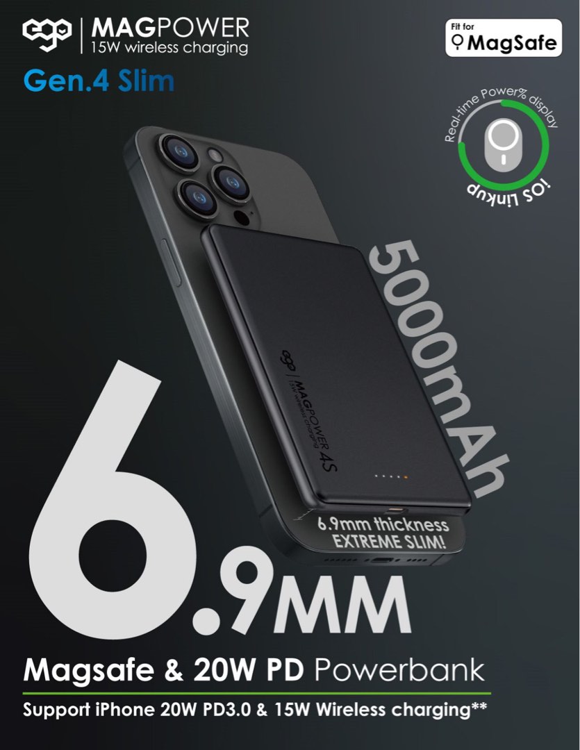 [新到現貨🔥🔥]EGO MAGPOWER Gen.4S 5000mAh magsafe 移動電源, 手提電話, 電話及其他裝置配件, 電池及 ...