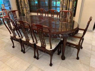 Antique Malacaan merbau wood dining set, Furniture & Home Living ...