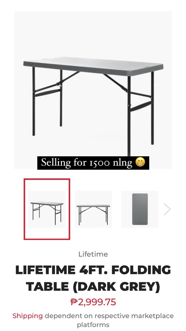 Lifetime Folding Table 4ft, Furniture & Home Living, Furniture, Tables ...