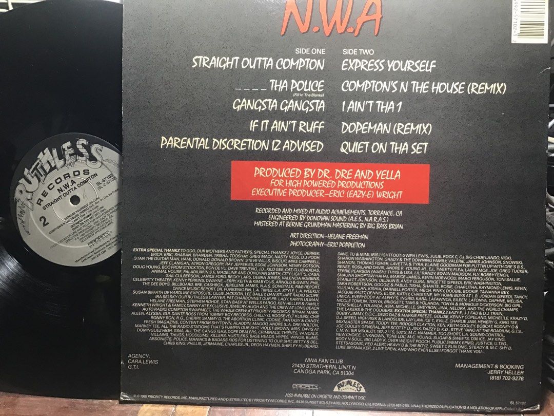 LP NWA N.W.A. (Dr Dre Eazy E ICe Cube) - Straight Outta Compton OOP ...