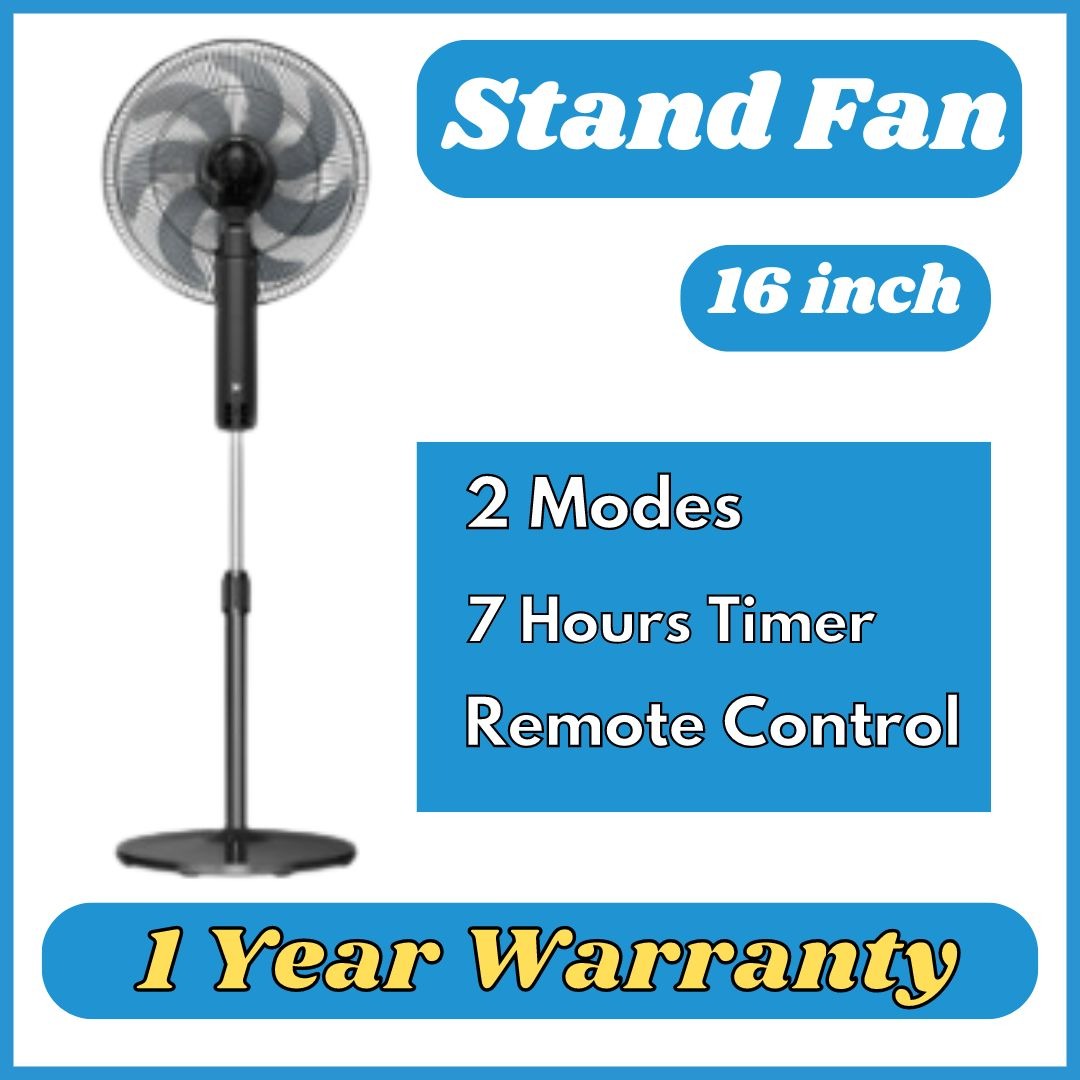 Midea Stand Fan | 16 Inches | Black Oscillation | 2 Modes | 7 Hour ...
