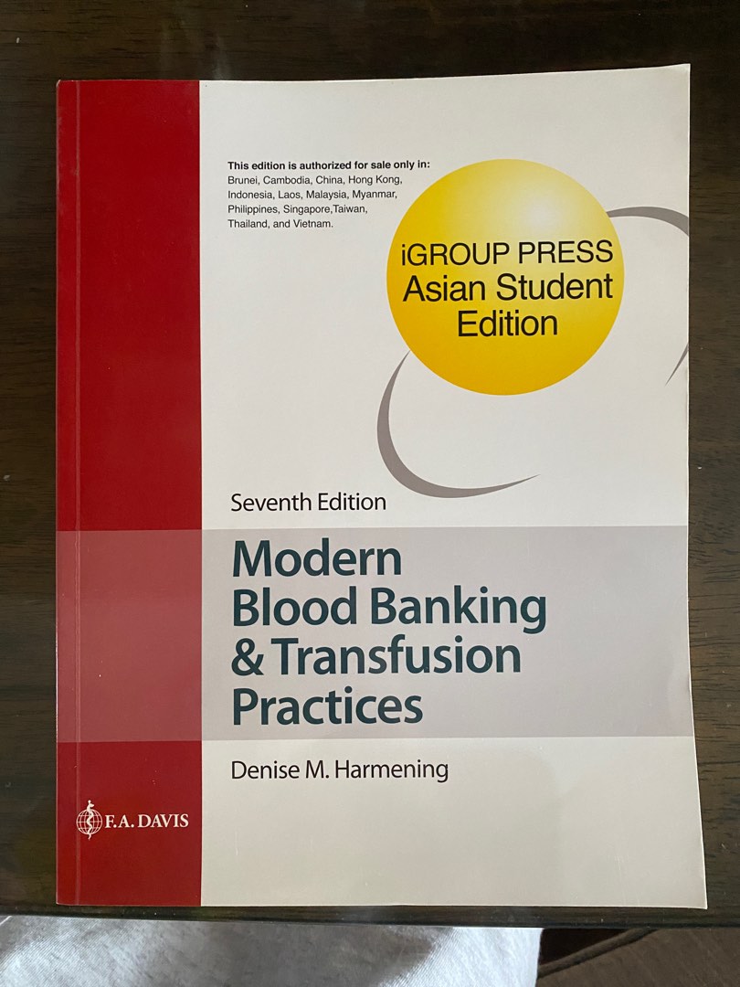 Modern Blood Banking & Transfusion Practices (7th ed.) by Harmening ...