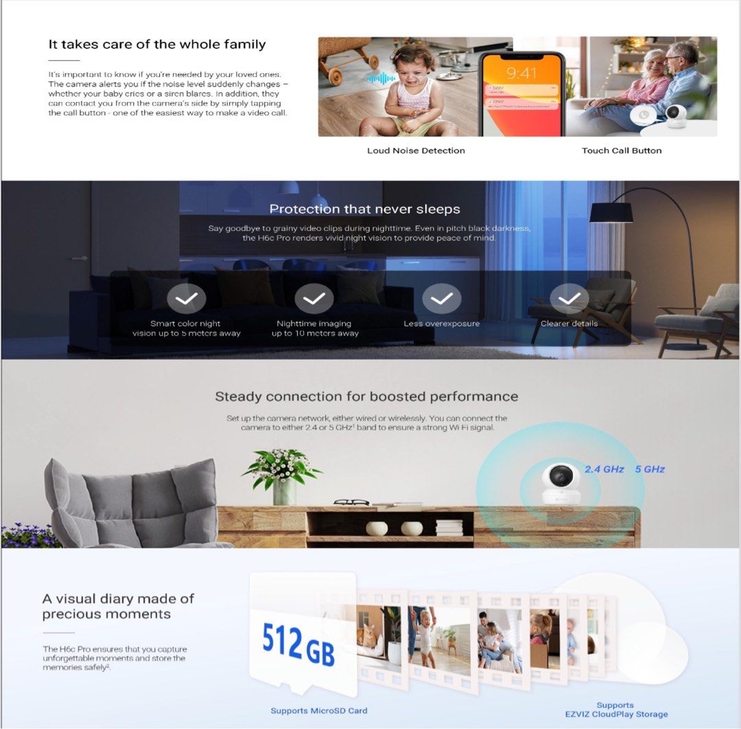 NEW 2025 EZVIZ 5MP 5G H6c Pro 3K Dual Band Wifi CCTV with Video Intercom Call Button Smart Pan ...