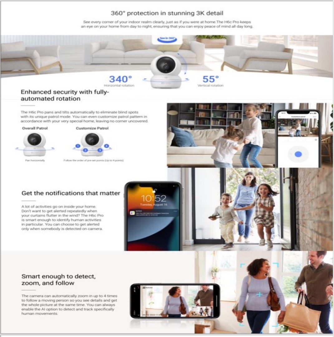 NEW 2025 EZVIZ 5MP 5G H6c Pro 3K Dual Band Wifi CCTV with Video Intercom Call Button Smart Pan ...