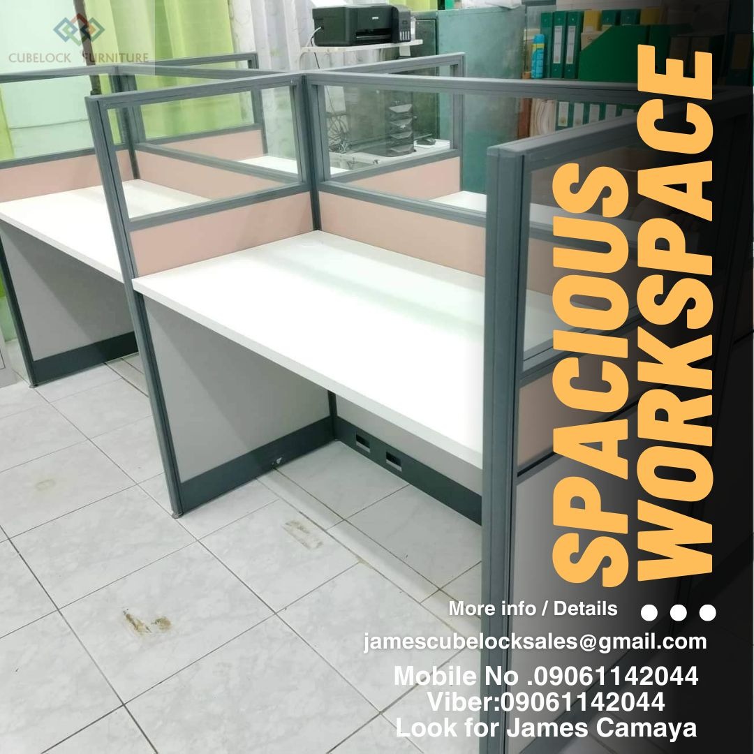 Office Workstation Laminated With Glass w/Table Top, Furniture & Home ...