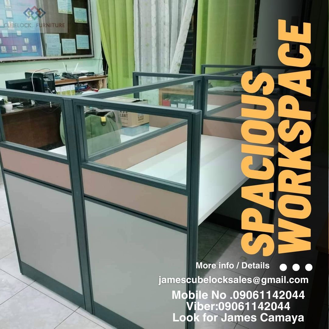 Office Workstation Laminated With Glass w/Table Top, Furniture & Home ...
