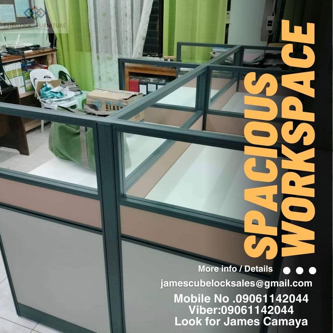Office Workstation Laminated With Glass w/Table Top, Furniture & Home ...