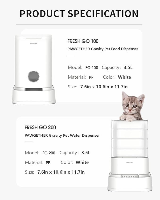 PAWGETHER 2 Pack Gravity Cat Feeder and Water Dispenser, Pet Supplies ...