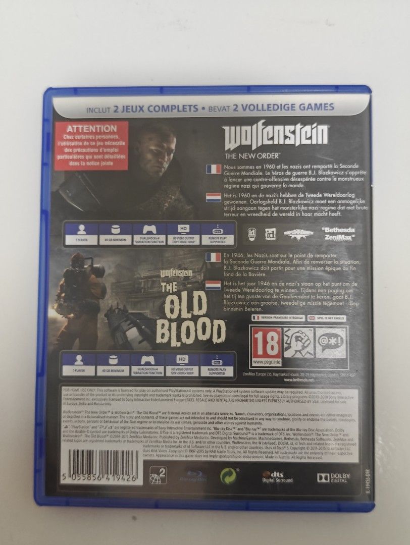 PS4 Wolfenstein the new order/ Wolfenstein the old blood bundle, Video Gaming, Video Games ...