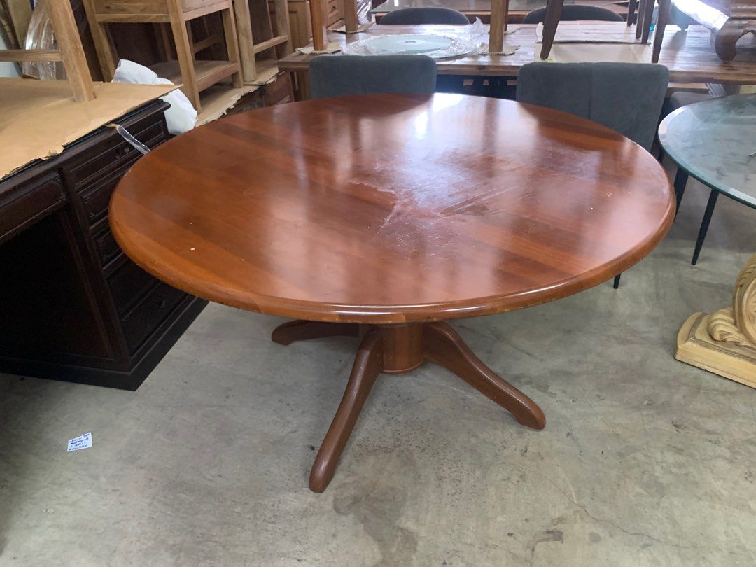 ROUND TABLE NYATOH | MEJA BULAT KAYU NYATOH, Furniture & Home Living ...