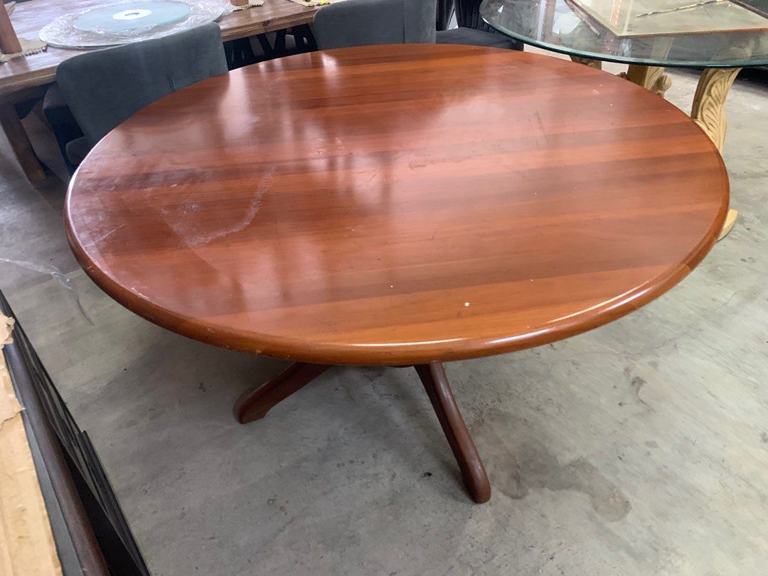 ROUND TABLE NYATOH | MEJA BULAT KAYU NYATOH, Furniture & Home Living ...