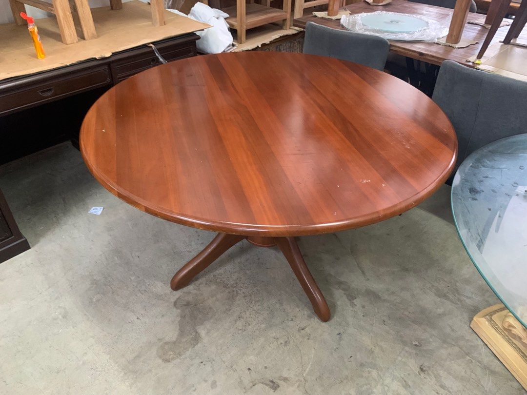 ROUND TABLE NYATOH | MEJA BULAT KAYU NYATOH, Furniture & Home Living ...