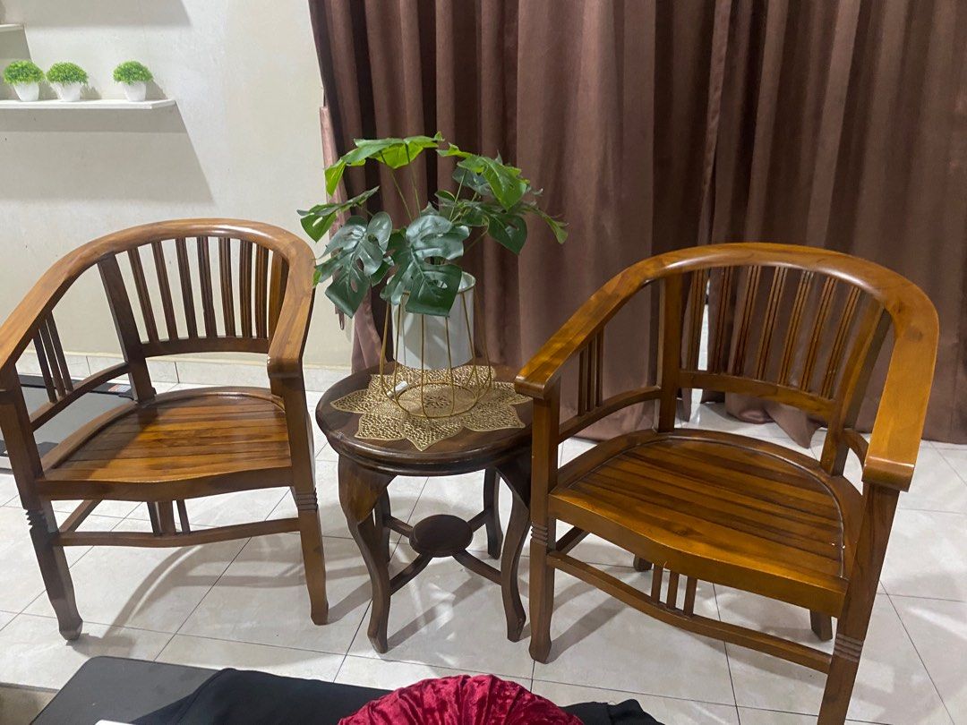 Set Kerusi (2x1 seater + Table), Furniture & Home Living, Outdoor ...