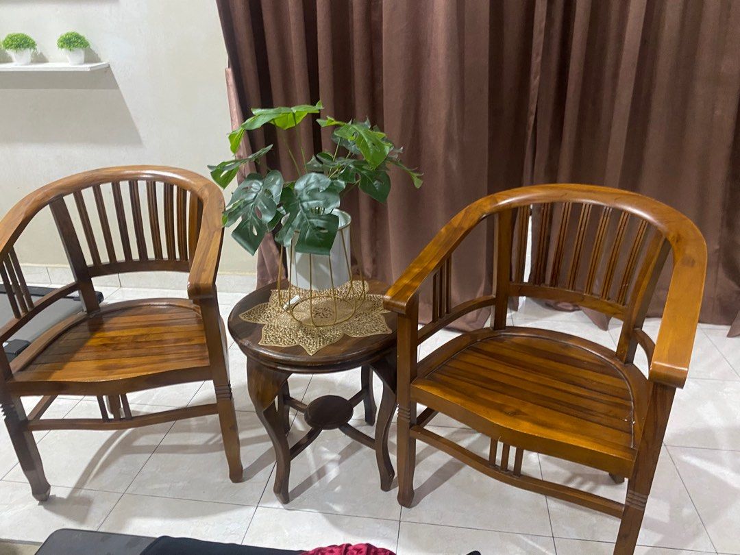 Set Kerusi (2x1 seater + Table), Furniture & Home Living, Outdoor ...