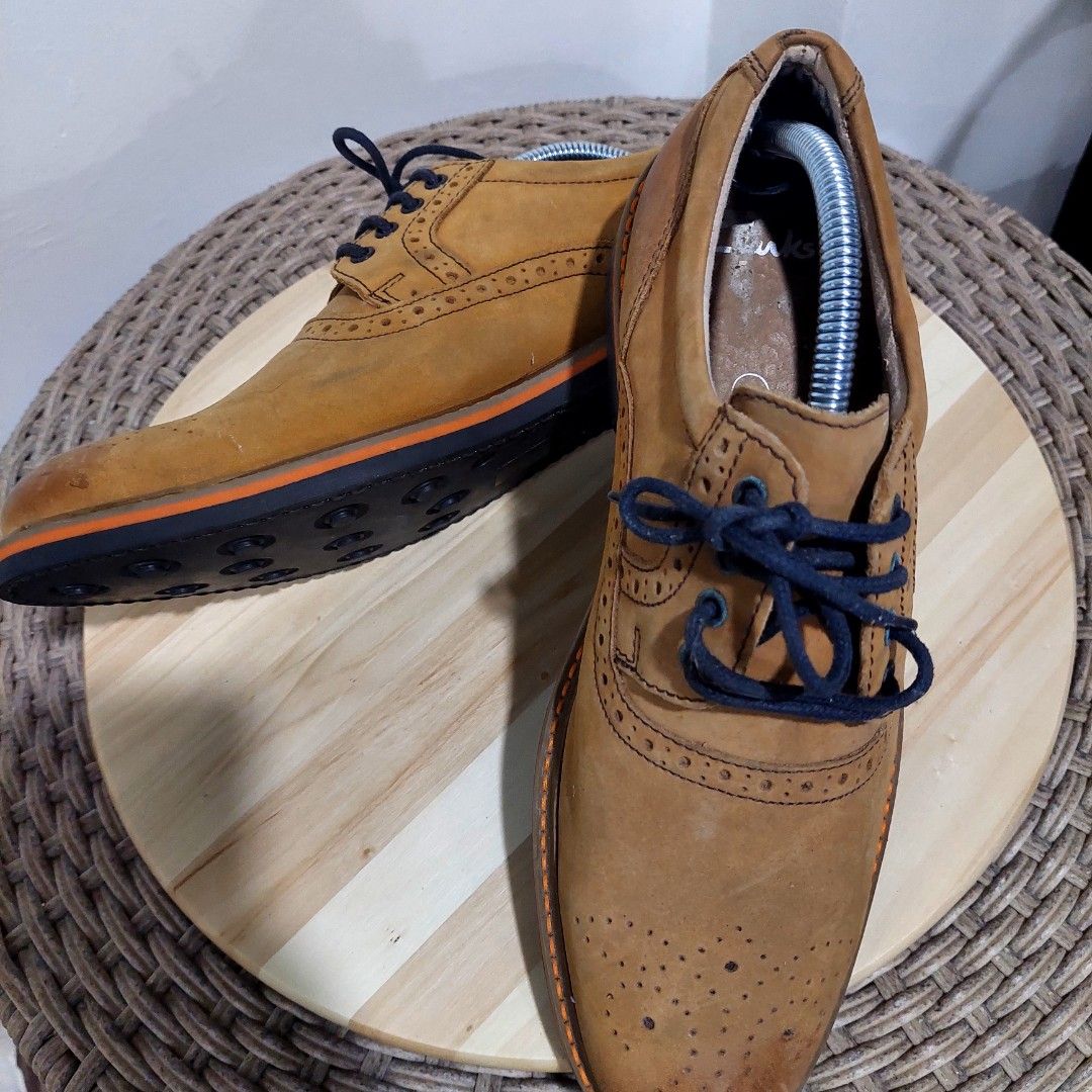 Tan Suede Leather Derby Wingtip Brogue, Men's Fashion, Footwear, Dress ...