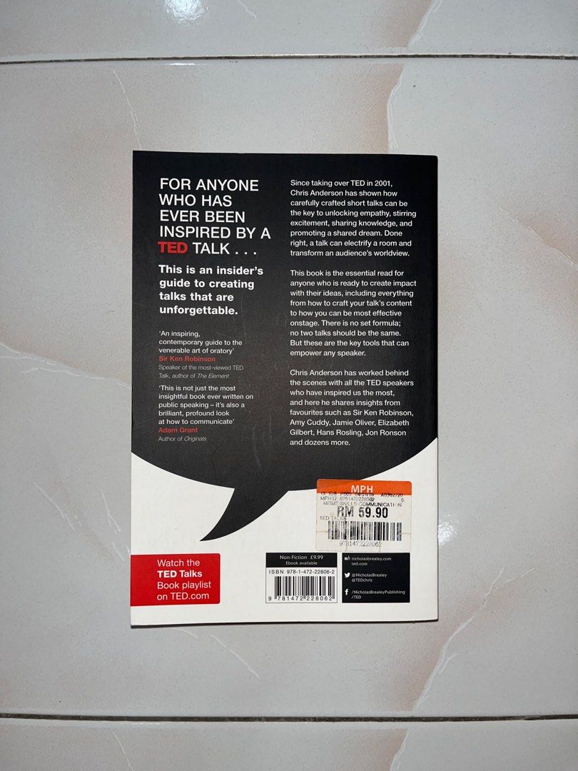 ted talks: the official ted guide to public speaking by chris anderson ...